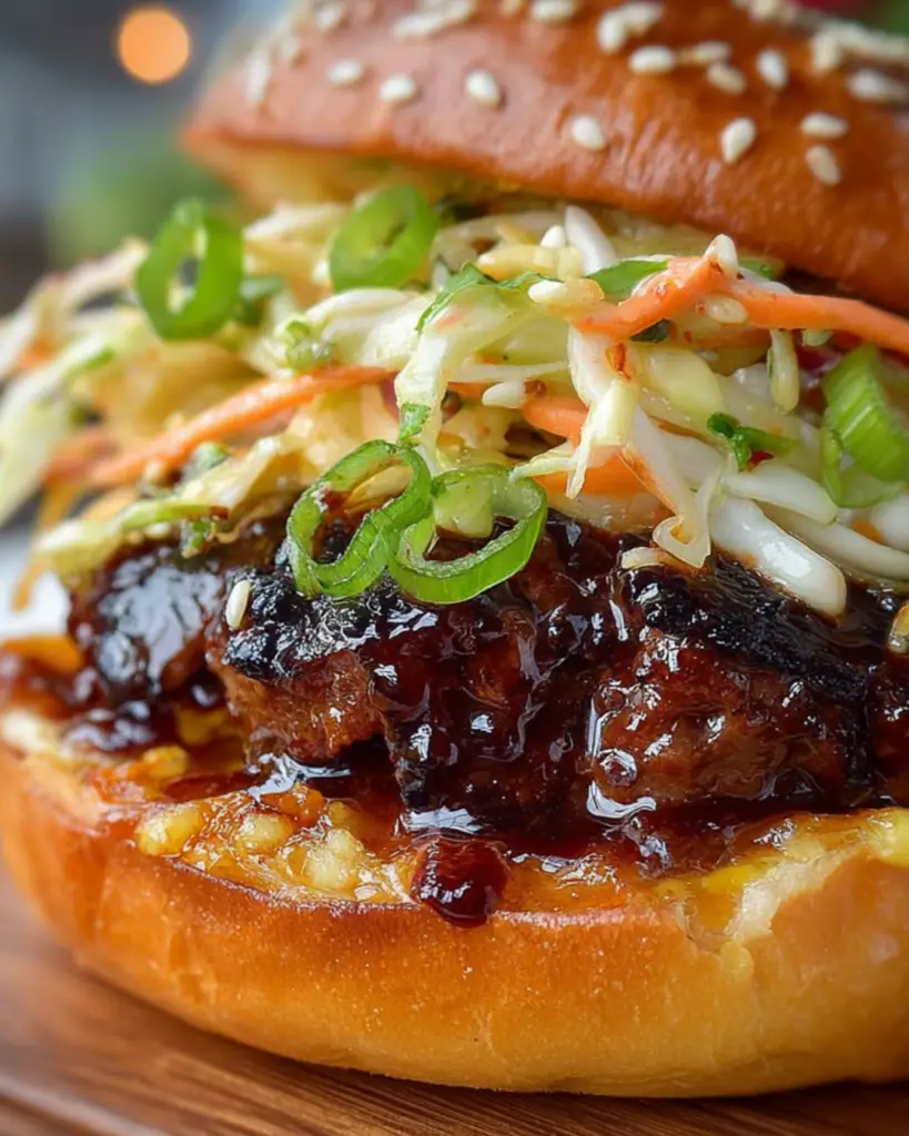 Korean BBQ Burger with Kimchi Slaw: A Flavor Explosion! - Tasty Delice