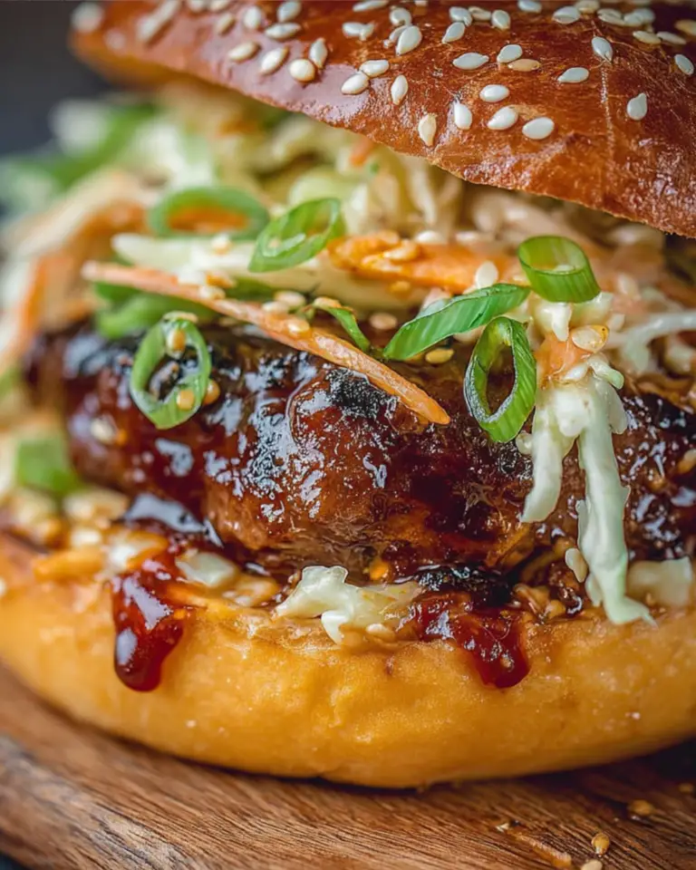 Korean BBQ Burger with Kimchi Slaw: A Flavor Explosion! - Tasty Delice