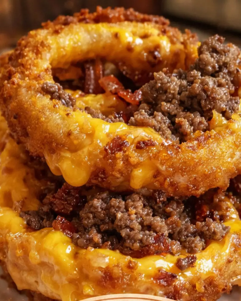 Loaded Bacon Cheeseburger Onion Ring Recipe You’ll Love! - Tasty Delice