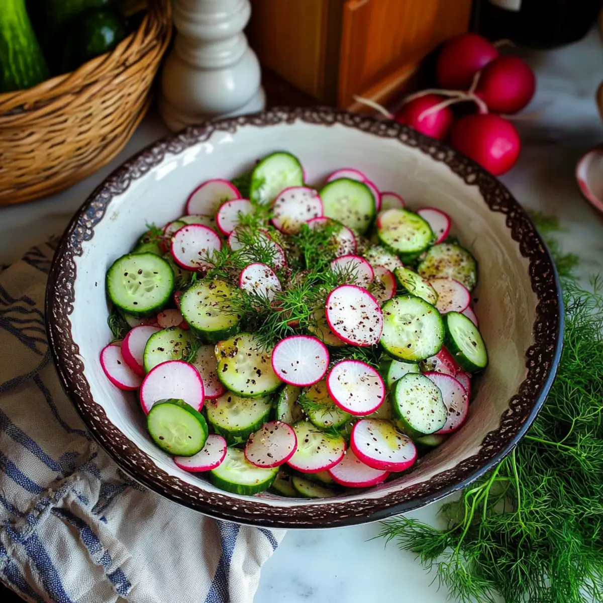Dewy Dill Delight: Delicious Radish and Cucumber Salad