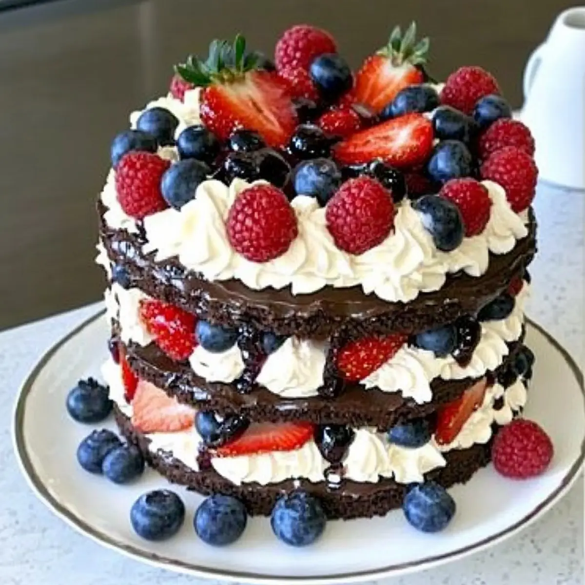 Irresistible Three Tier Gluten-Free Fourth of July Chocolate Cake