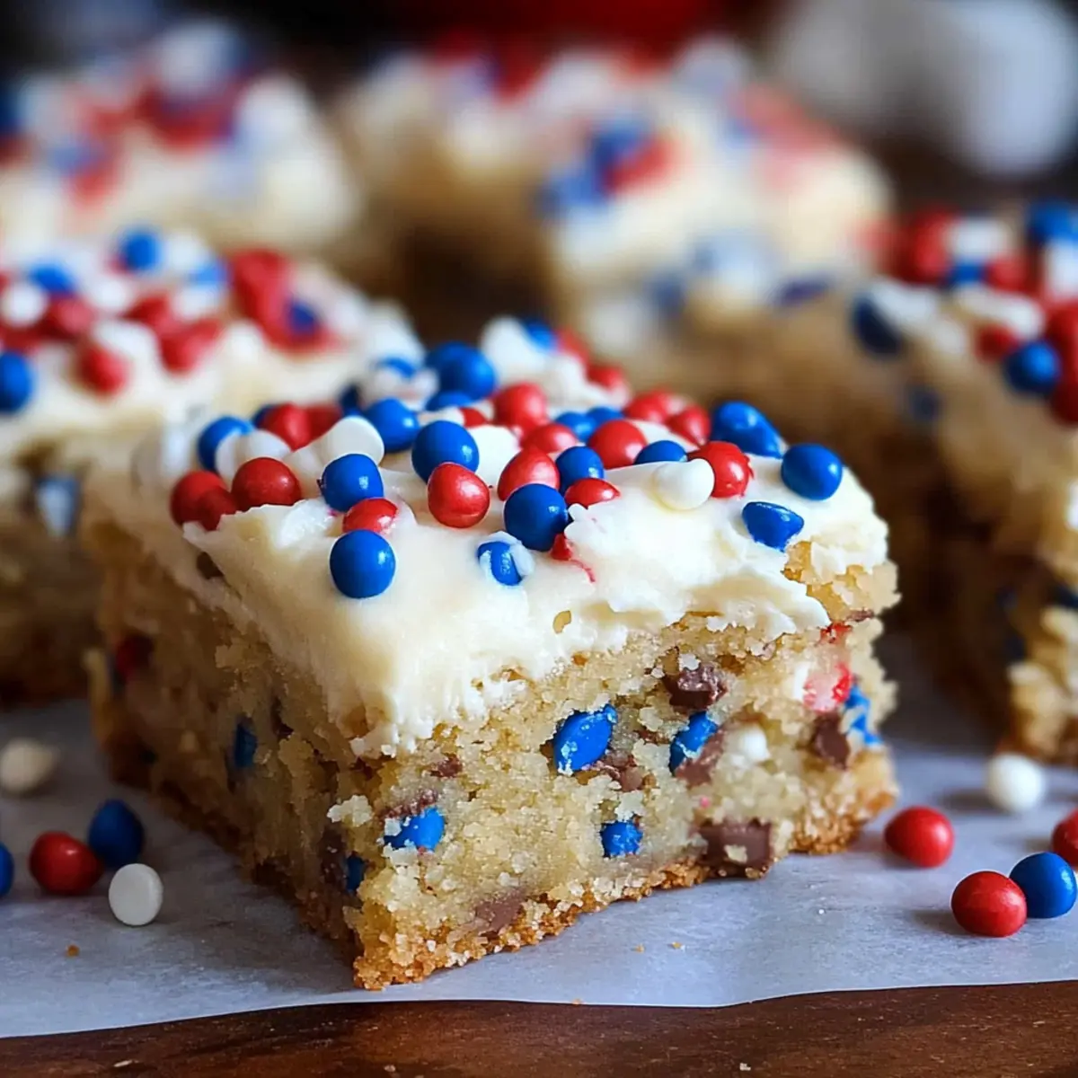 Ultimate Red White and Blue Chocolate Chip Cookie Bars
