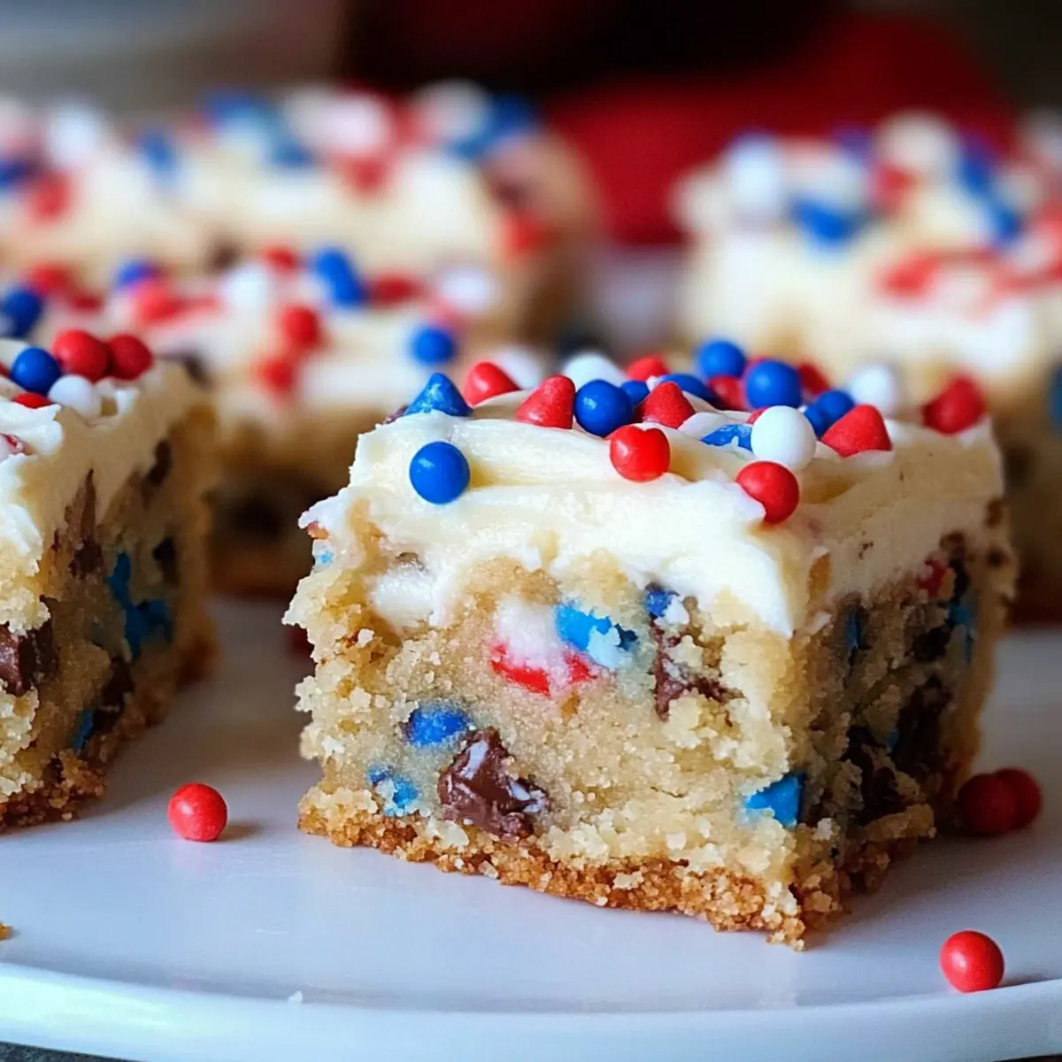 Ultimate Red White and Blue Chocolate Chip Cookie Bars