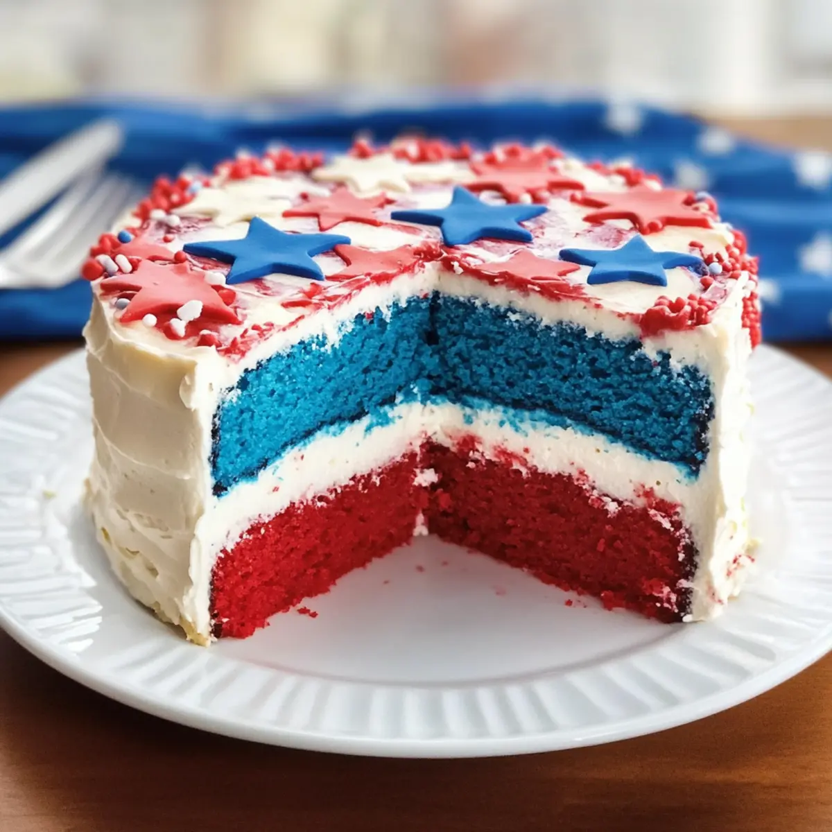 Easy Red, White and Blue Layered Flag Cake Recipe
