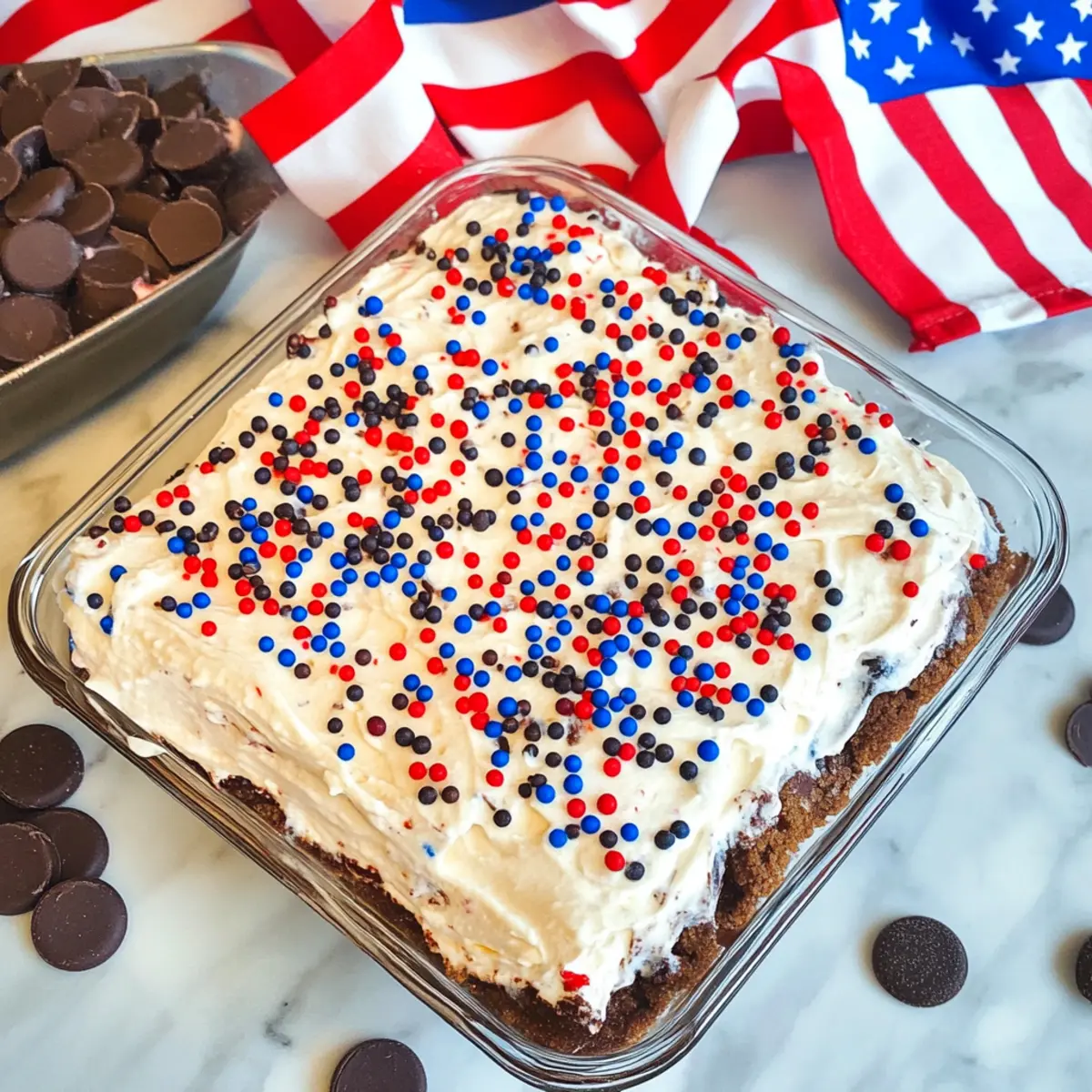 Ultimate No-Bake Red, White, and Blue Chocolate Lasagna